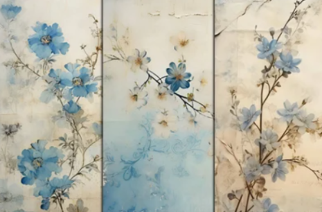 Best Little List! 15+ Vintage Blue Floral Digital Paper - LifeInscribed.com